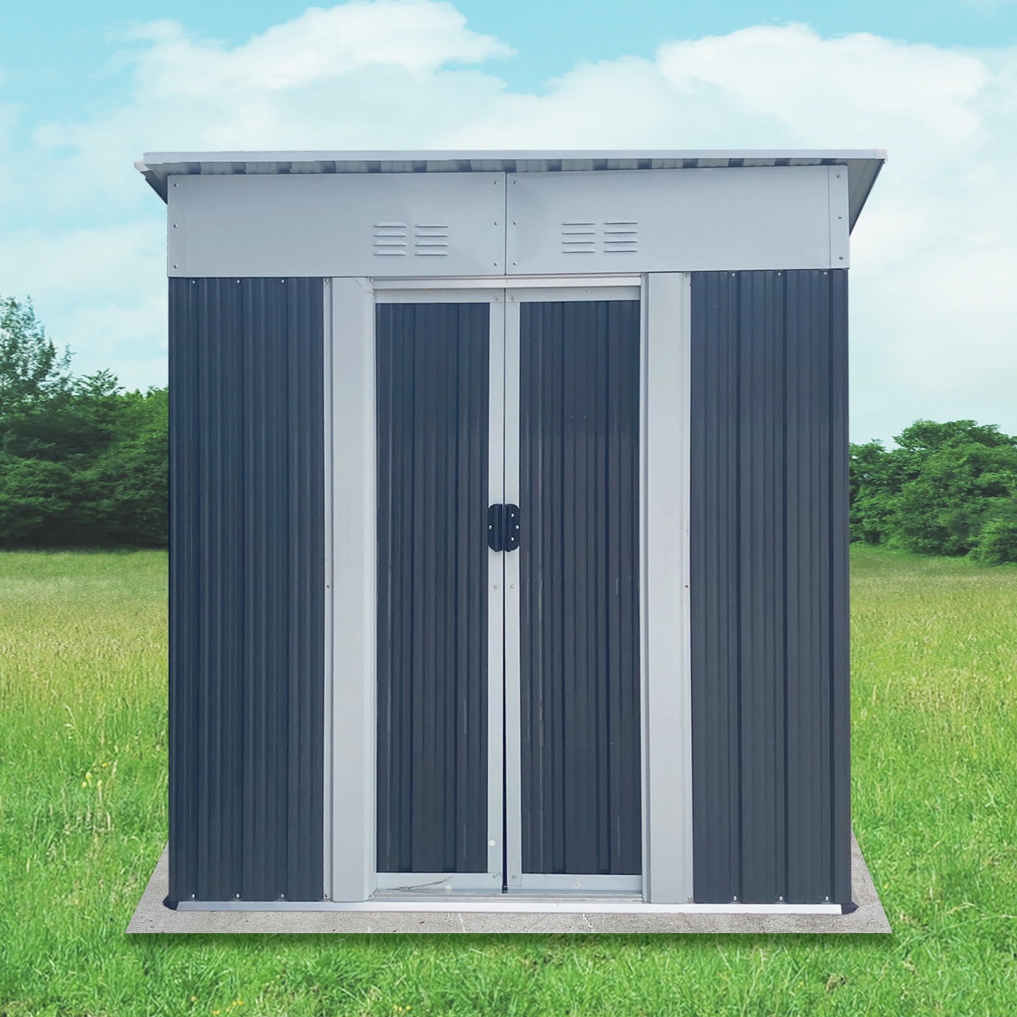 5FTx3FT Pent Roof Grey Outdoor Tool Bike Storage Garden Shed With ...