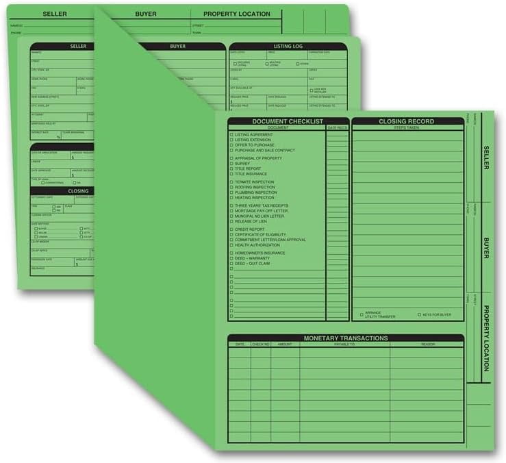 5Forms 275G Real Estate Folder Right Panel List Letter Size Green 11 3/4 x 9 5/8" Qty 50 Folders ...