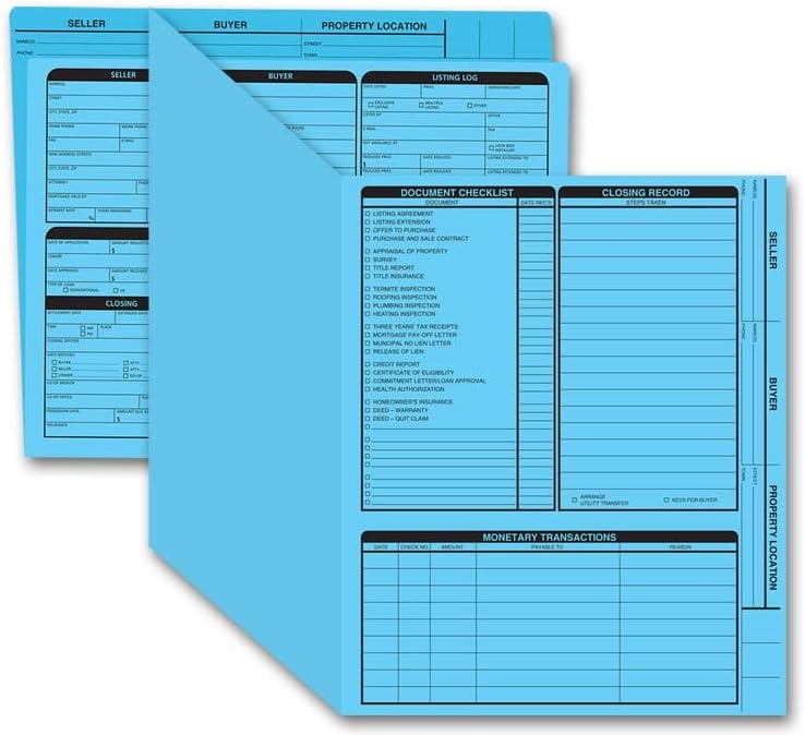 5Forms Real Estate Folder Right Panel List Letter Size Blue 11 3/4 x 9 ...