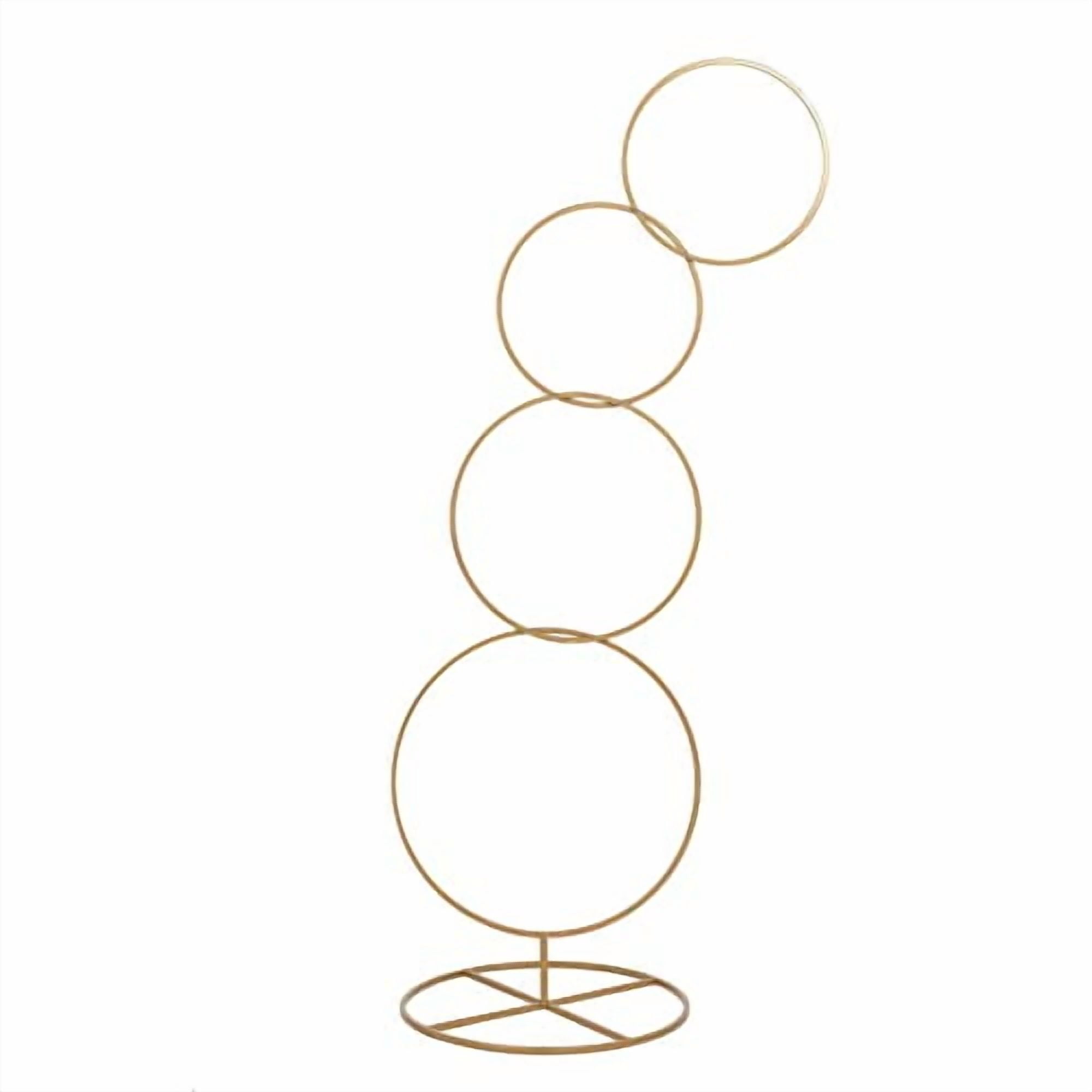 5Ft | 4-Tiered Gold Hoop Pillar Flower Stand, Metal Wedding Arch Table ...
