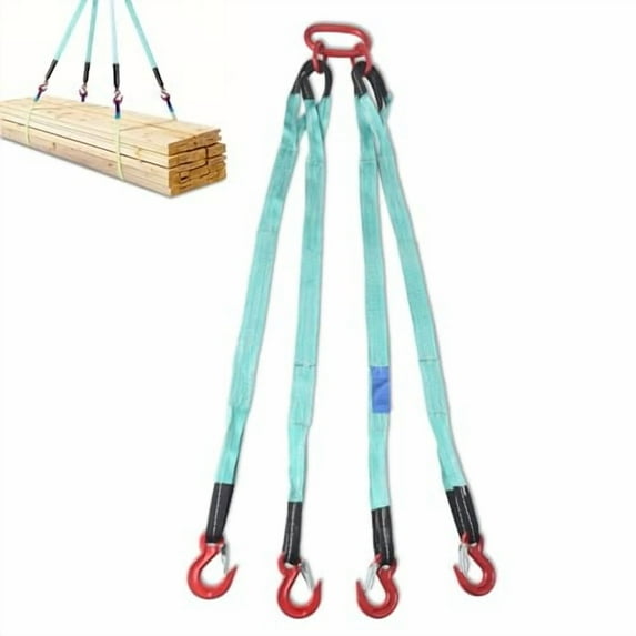 5Ft 6T Chain Sling for Lifting, 13220lbs Polyester Strap with 4 Legs ...