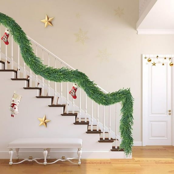 5Ft Christmas Cedar Garland for Staircase Real Touch Droopy Bendable ...