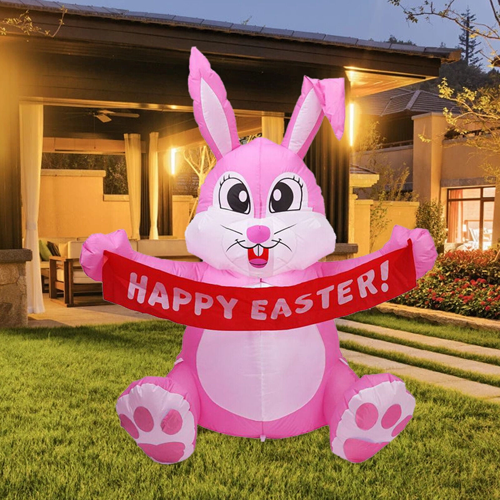 5Ft Easter Inflatable Pink Bunny Easter Outdoor Decoration, Outdoor ...