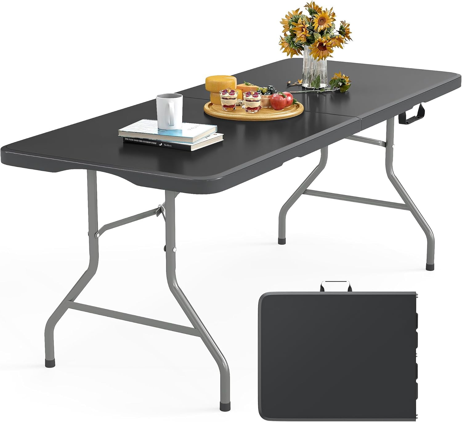 5Ft Folding Table Heavy Duty Foldable Table Lightweight Plastic Table ...