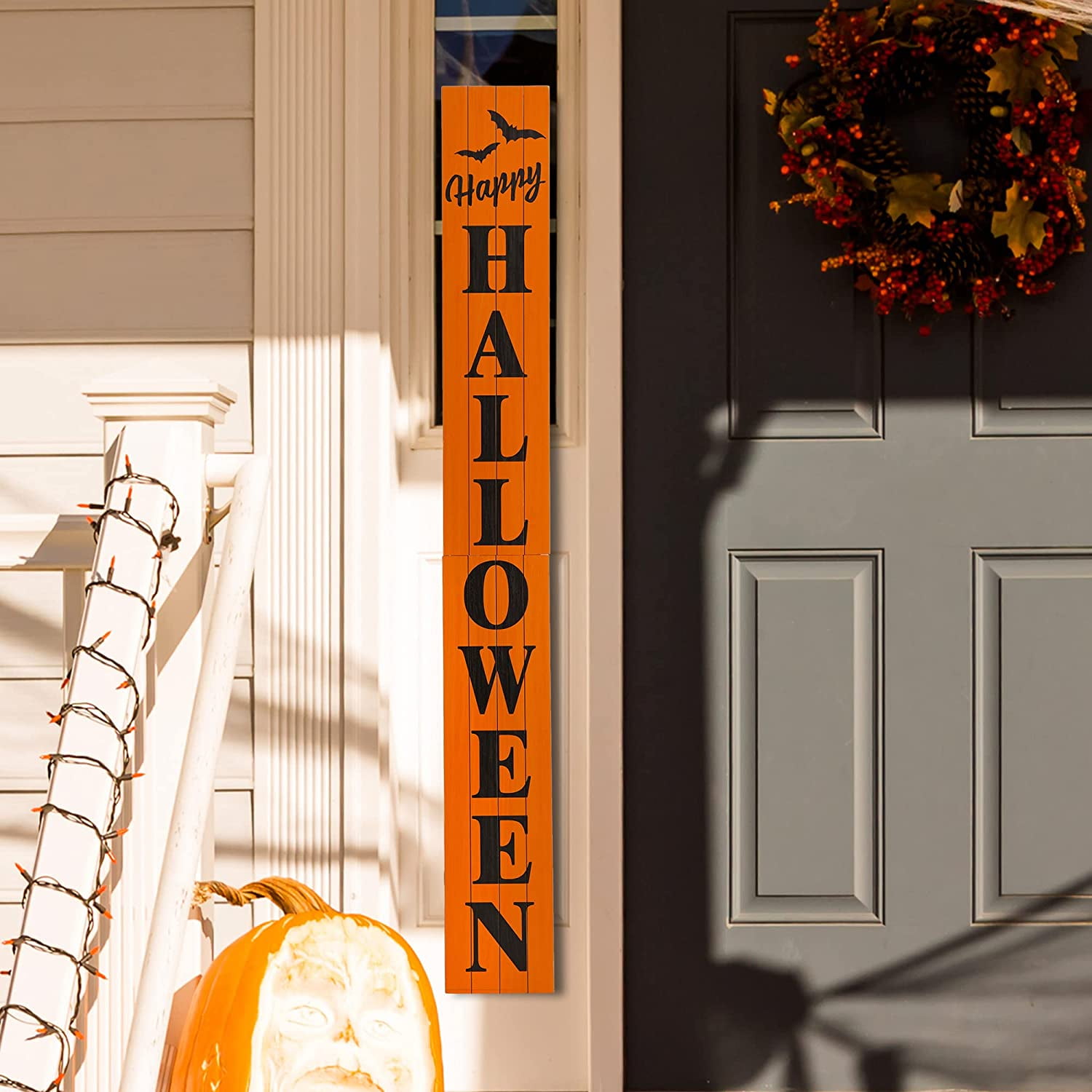 5Ft Happy Halloween Porch Board Sign for Front Door, 60" Tall Wooden ...