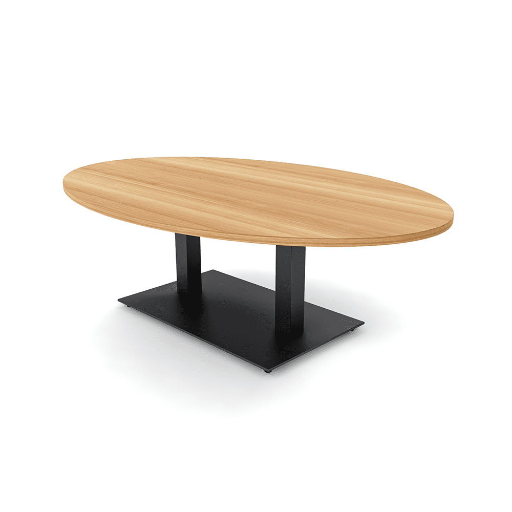 5Ft Oval Coffee Table For Office Reception With Double Post Metal Base ...