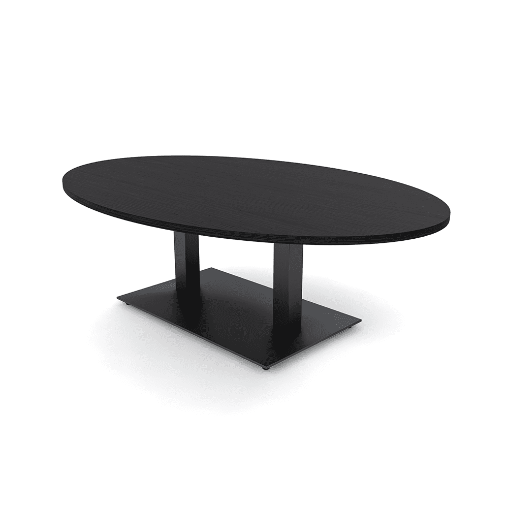 5Ft Oval Coffee Table For Office Reception With Double Post Metal Base ...