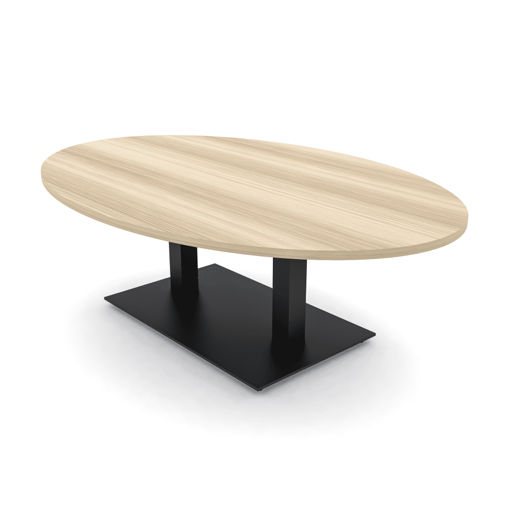 5Ft Oval Coffee Table For Office Reception With Double Post Metal Base ...