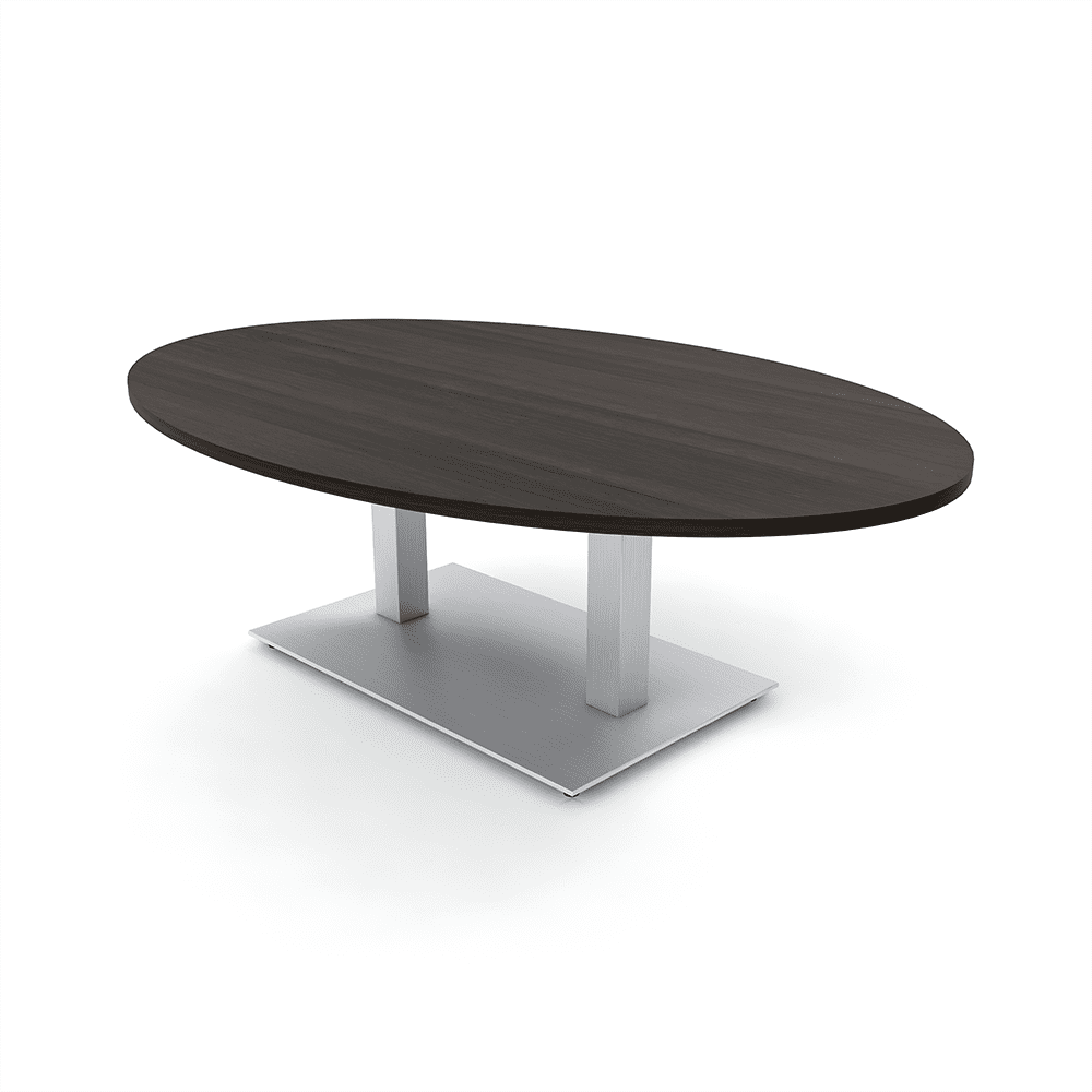 5Ft Oval Coffee Table For Office Reception With Double Post Metal Base ...