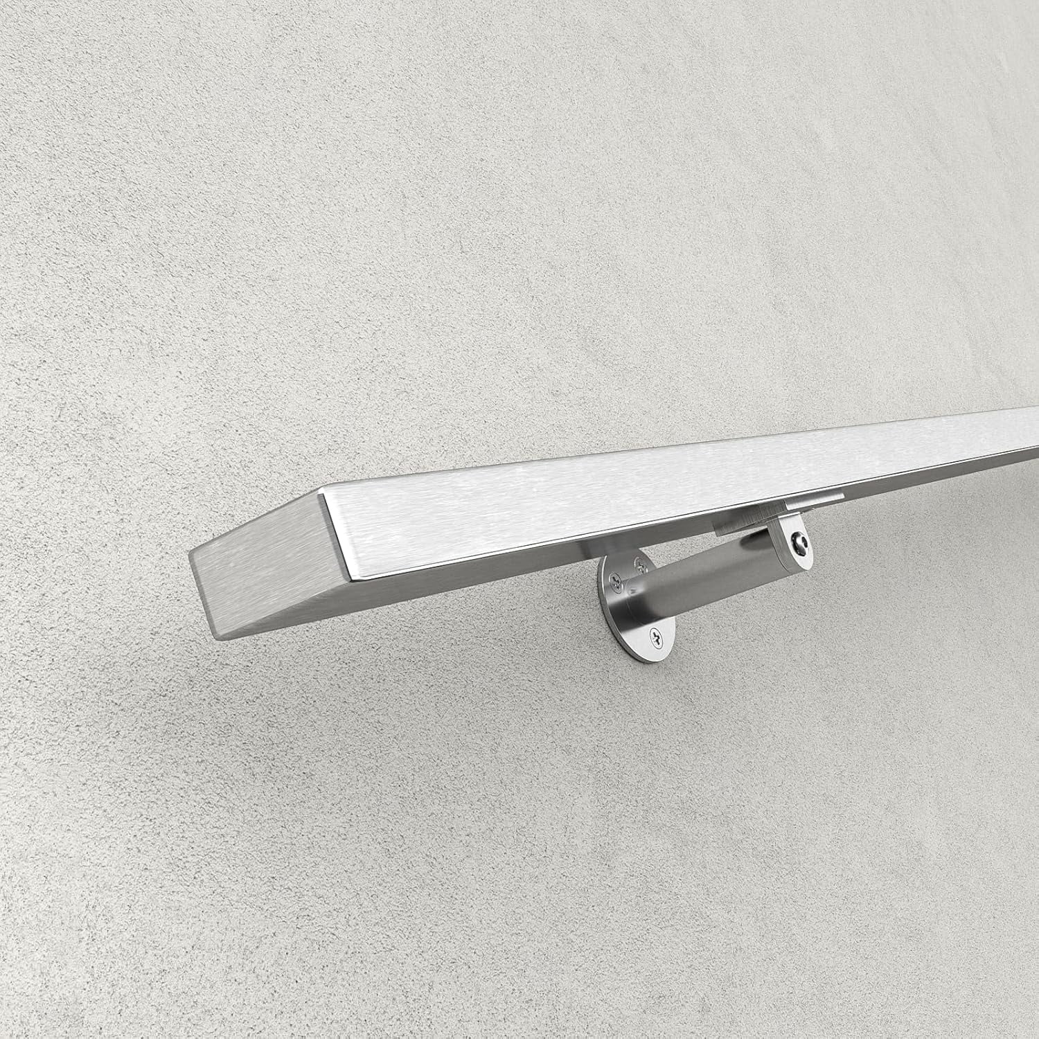 5Ft Pre-drilled Stair Handrail 1"x2" Rectangular Brushed Wall Mounted ...