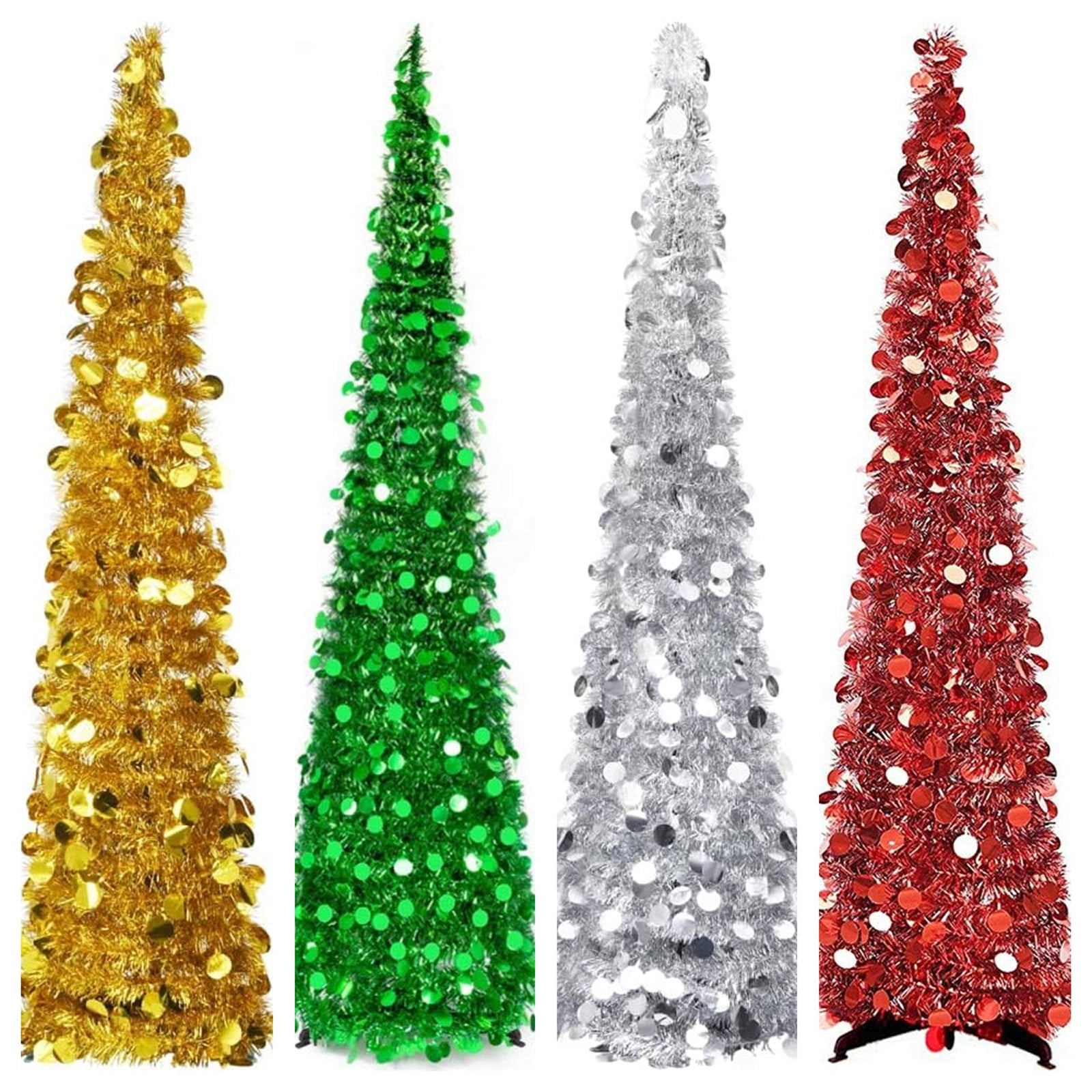 5Ft Scalable Foldable Woolen Strip Sequin Spiral Christmas Tree ...