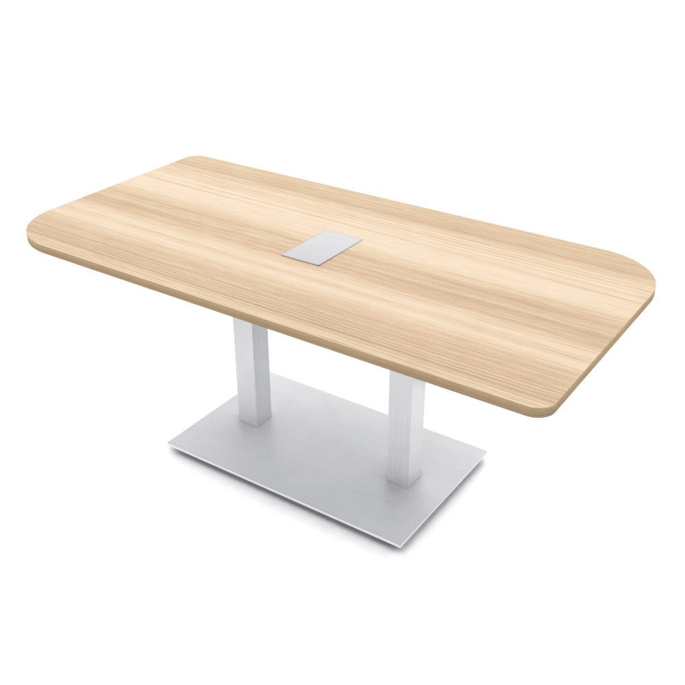 5Ft Small Rounded Corner Conference Table Metal Base Electric Module ...