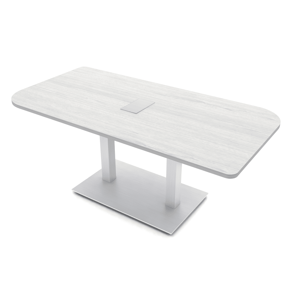 5Ft Small Rounded Corner Conference Table Metal Base Electric Module ...