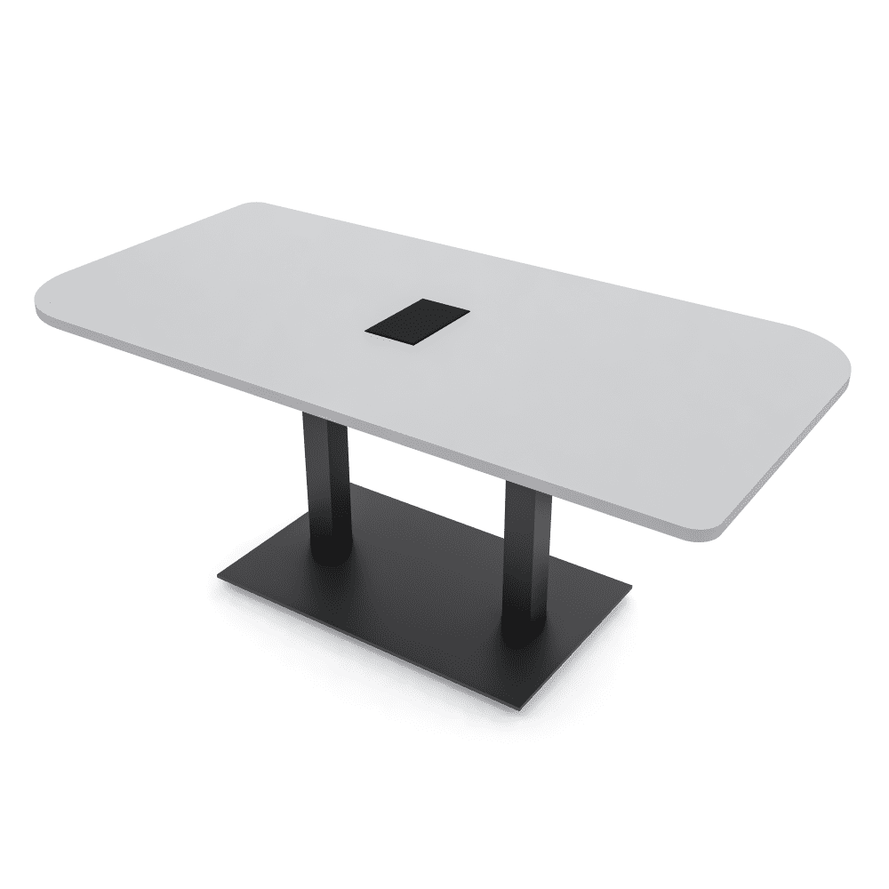 5Ft Small Rounded Corner Conference Table Metal Base Electric Module ...