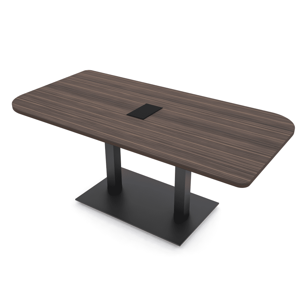 5Ft Small Rounded Corner Conference Table Metal Base Electric Module ...