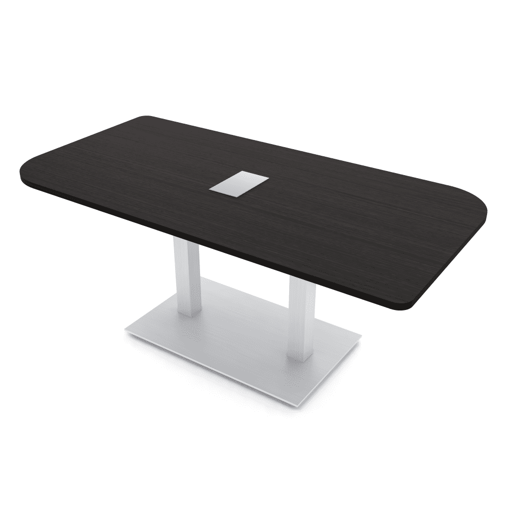 5Ft Small Rounded Corner Conference Table Metal Base Electric Module ...