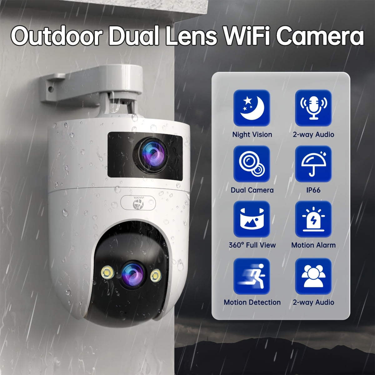 5G/2.4G Dual-Lens WiFi Security Camera: 1296P Full HD, 360° PTZ, IP66 ...