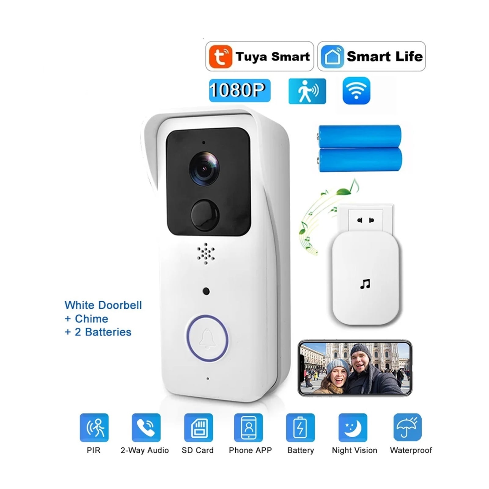 5G 2.4G WiFi Video Doorbell 1080P Tuya Smart Outdoor Wireless Intercom ...
