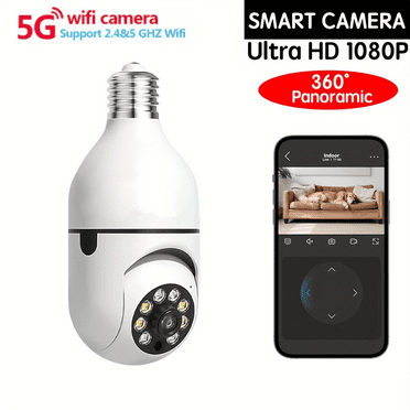 Light Bulb Camera WiFi Outdoor Indoor 1080p 360 Degree Panoramic Smart ...