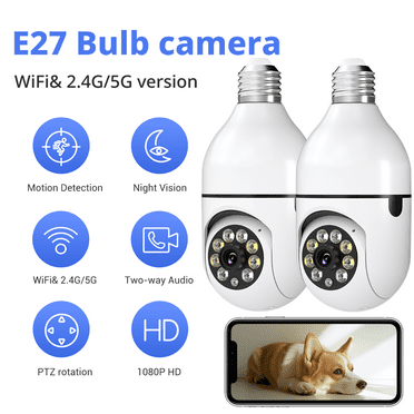 Light Bulb Security Camera, 5G/2.4Ghz Wifi Security Cameras Wireless ...
