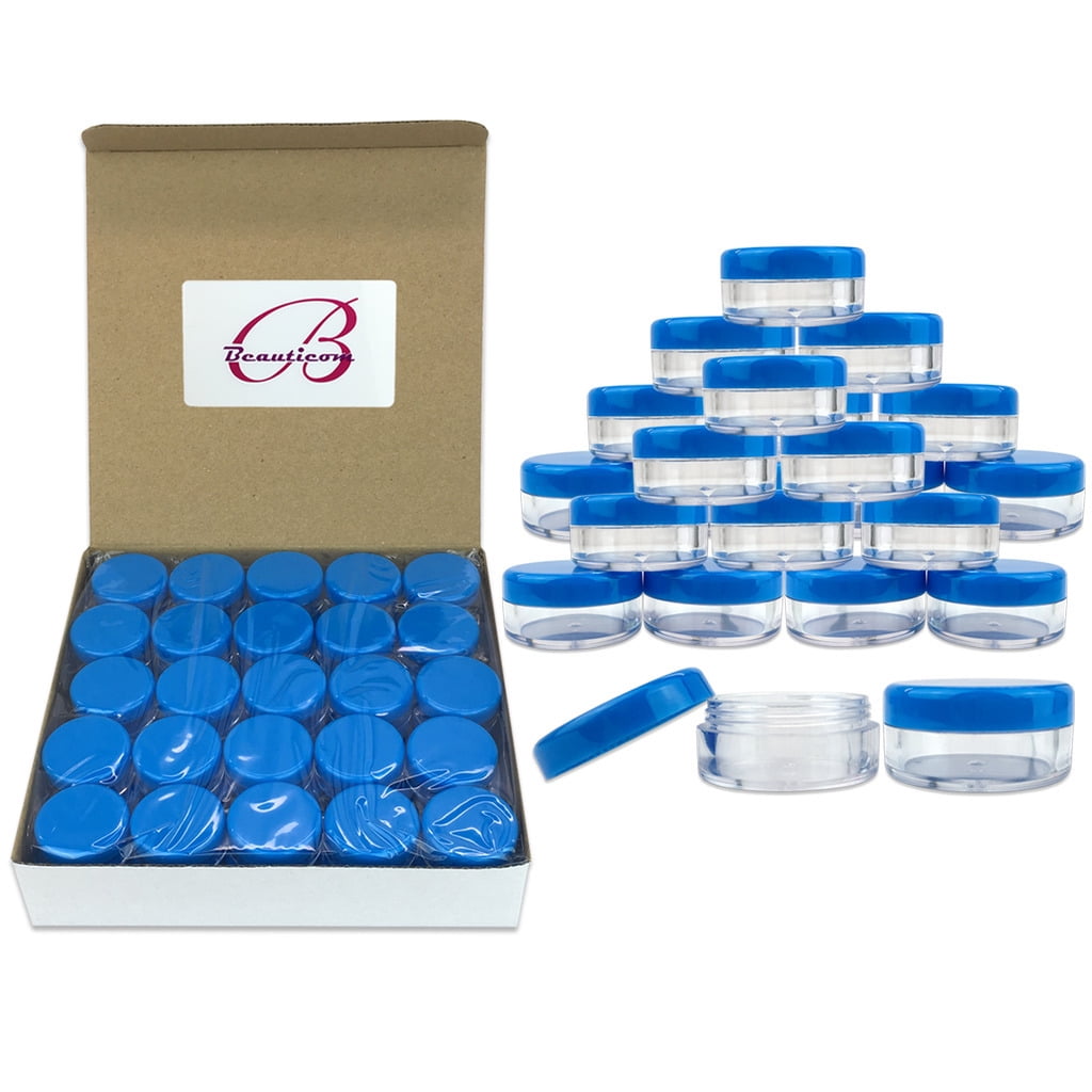 5G/5ML Plastic Clear Cosmetic Sample Jars with Blue Lids - Walmart.com