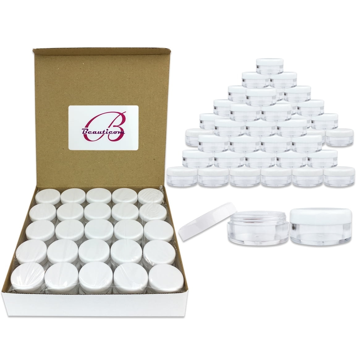 5G/5ML Plastic Clear Cosmetic Sample Jars with White Lids - Walmart.com