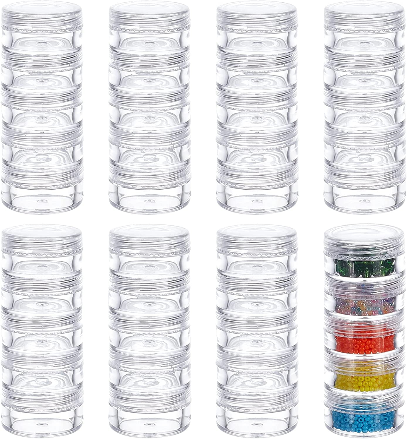 5G/5ML Stackable Round Plastic Containers 8 Column(5 Layer/Column) Bead ...