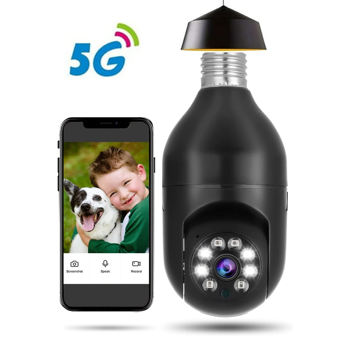 5G Security Camera, E27 Light Bulb Camera, Automatic Human Tracking ...
