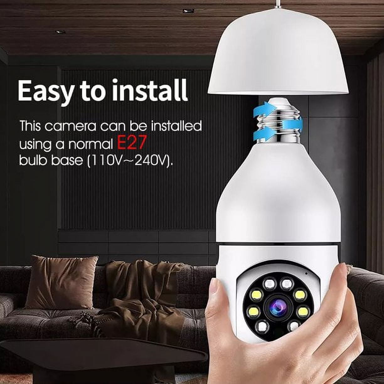 5G Spy Bulb Camera, 1080P 360 Panoramic View, Two-way Audio, Real Time ...