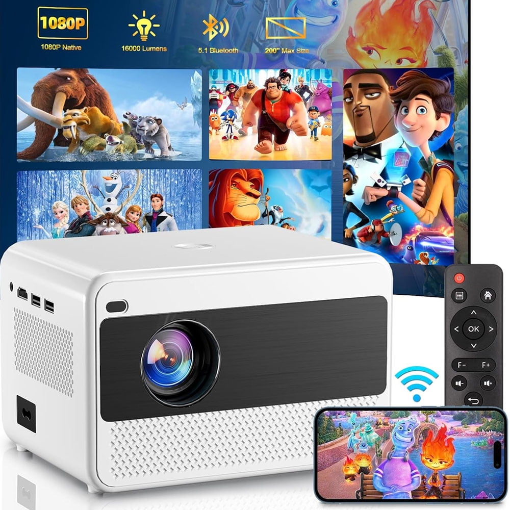 5G WiFi and Bluetooth 1080P Portable Video Projector,1080P Home ...