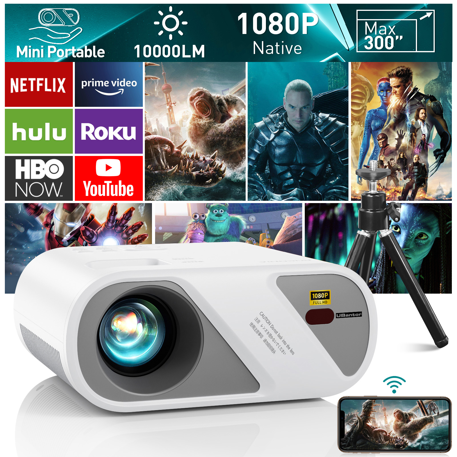 PYLE HOME PRJG82 1080p HD Compact Digital Multimedia Projector ...