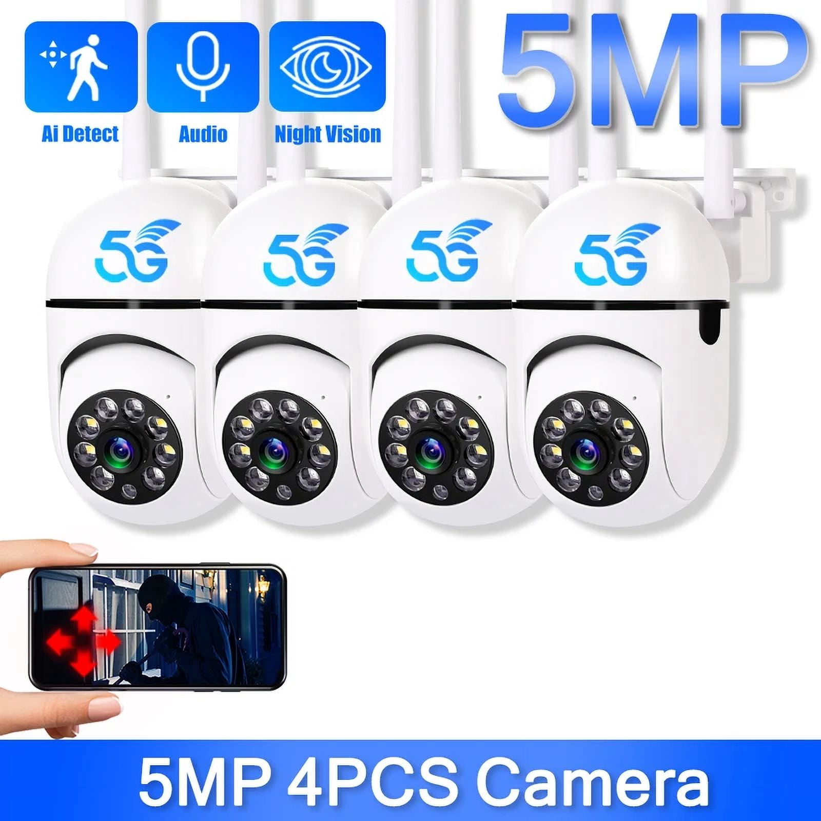 5G WiFi Surveillance Cameras 5MP IP camera IR full color night vision ...