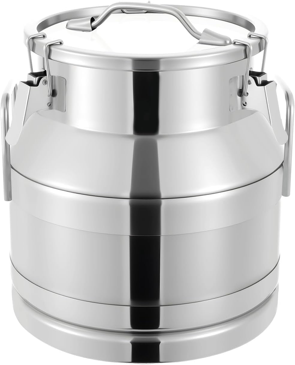 5Gal Milk Can, 20L Stainless Steel Milk Transport Barrel with Sealed ...