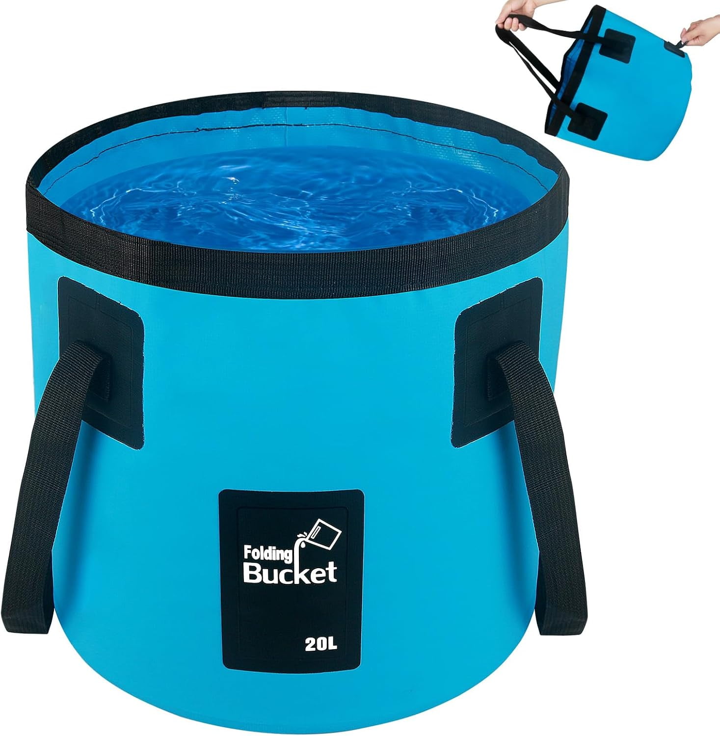 5Gallon Collapsible Bucket with Handle, Car Wash Bucket Foldable Water ...