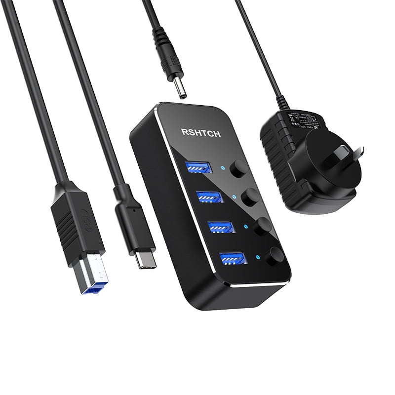 5Gbps USB Hub Splitter Aluminum 4-Port USB 3.0 Hub Expander with ...