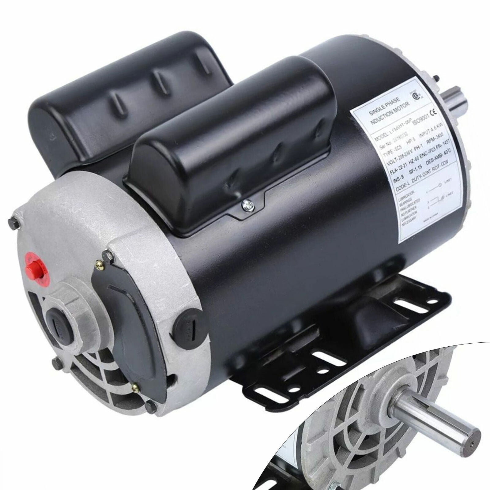 5HP Air Compressor Electric Motor – Single Phase, 208-230V, 3450 RPM ...