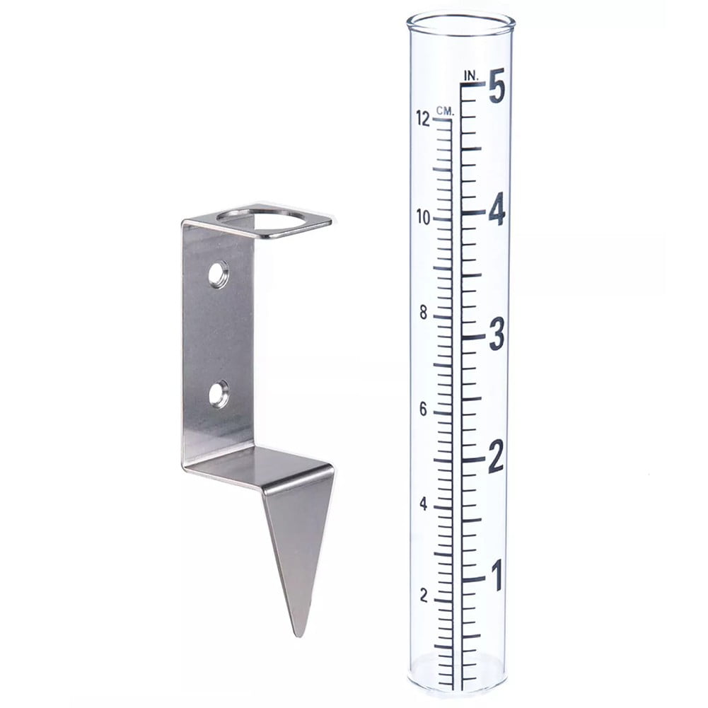 5In Outdoor Glass Rain Gauge with Stainless Steel Holder, Easy to Read ...