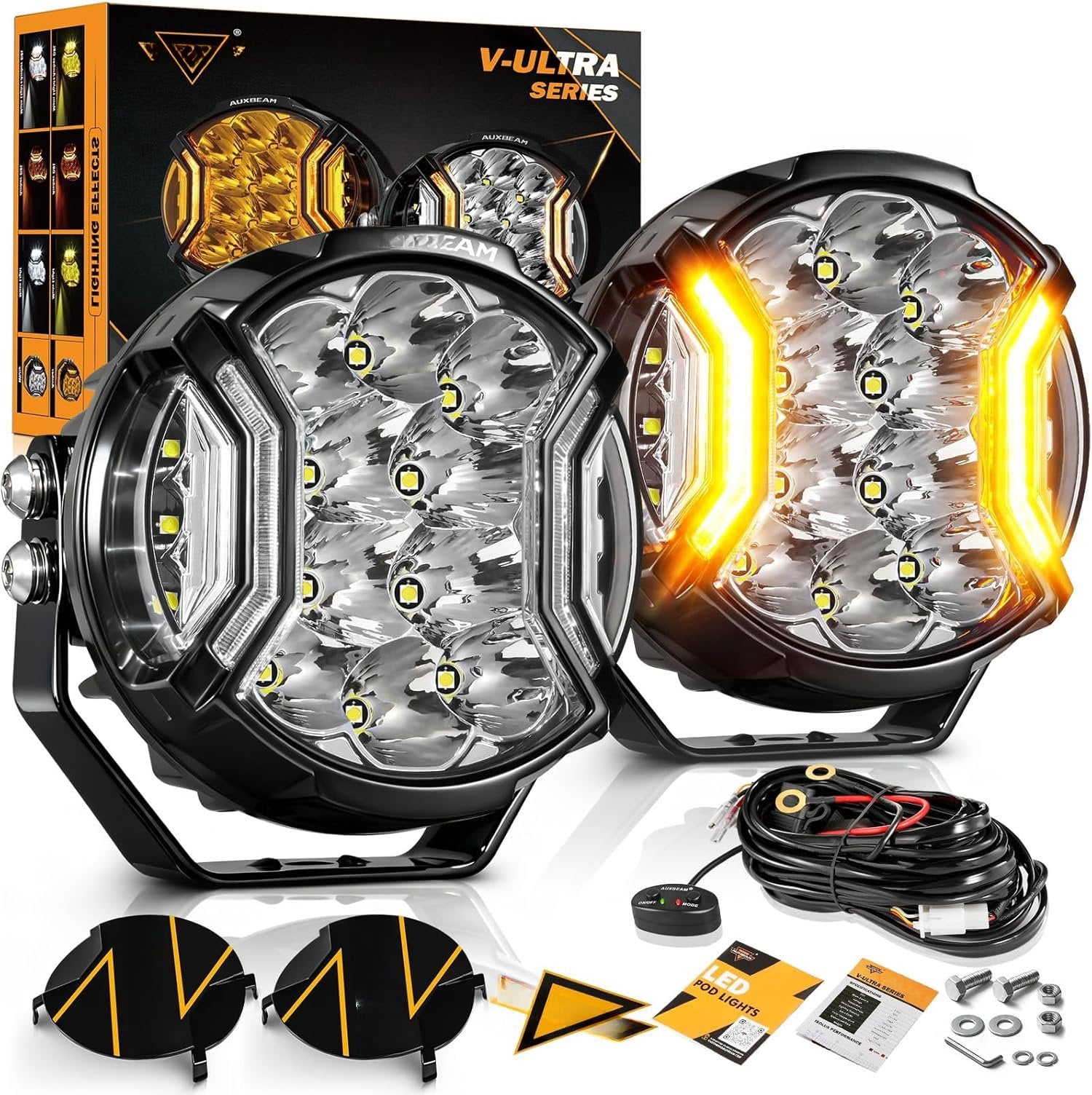 5In V- Series 172W Light Pods, Offroad Round Driving Light with DRL ...