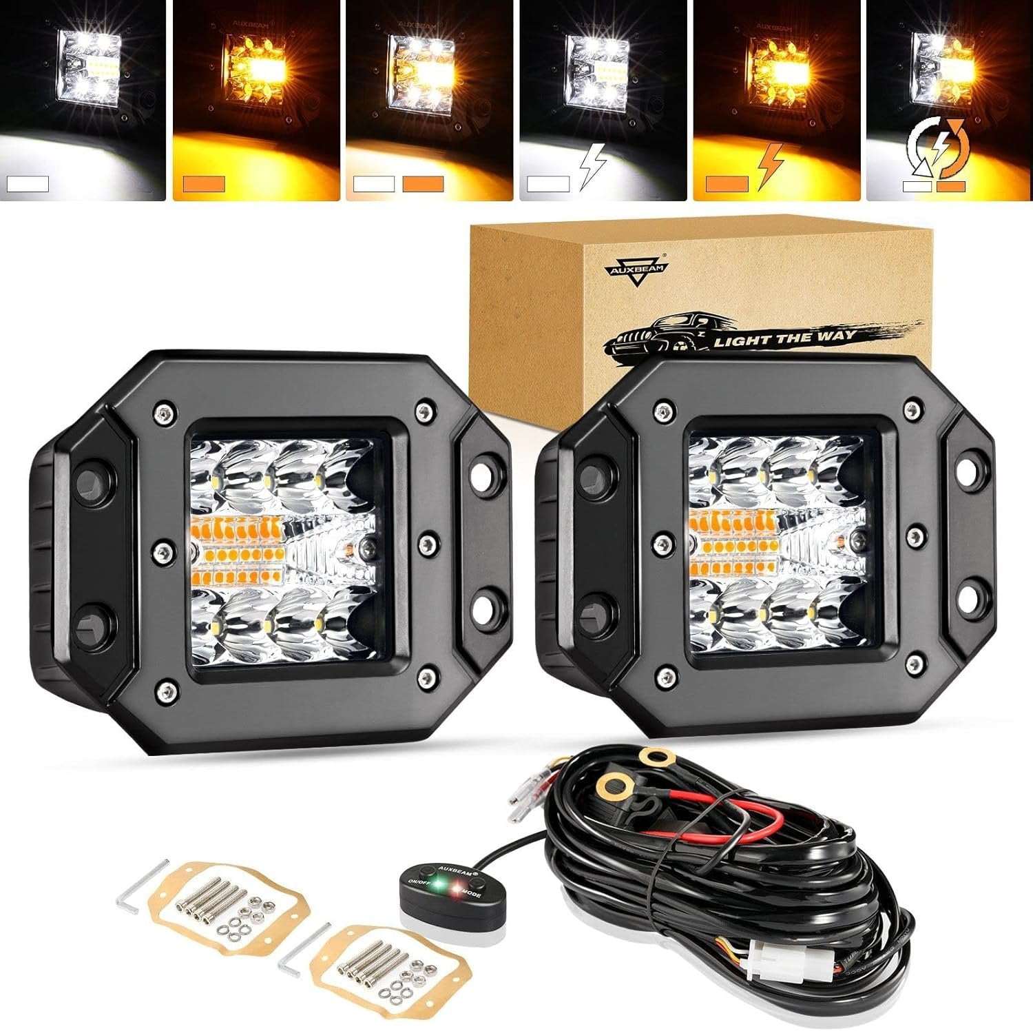 5Inch Pod Lights, 72W Flush Mount Driving Strobe Bumper Fog Pods, 6 ...