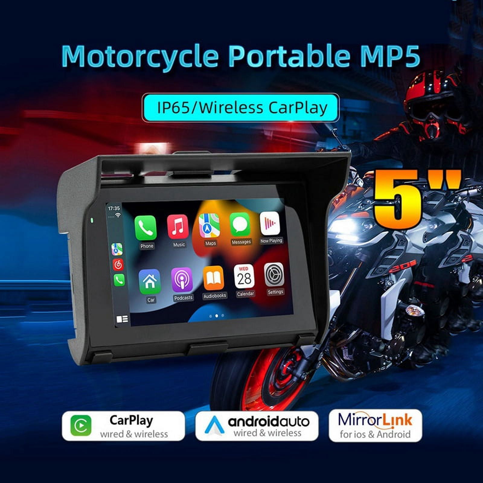 5Inch Portable Motorcycle Dash Cam Navigation CarPlay Android Auto ...
