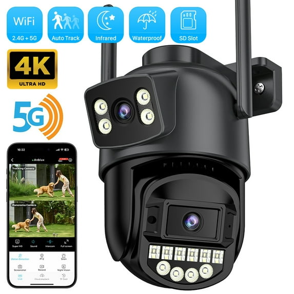 5K 10MP HD Wifi PTZ Camera Outdoor 8MP Dual Lens Dual Screen AI Auto ...