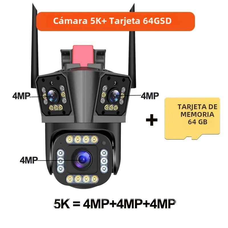 5K 12MP WiFi Security Camera 10X Zoom Outdoor Three Lens PTZ CCTV ...