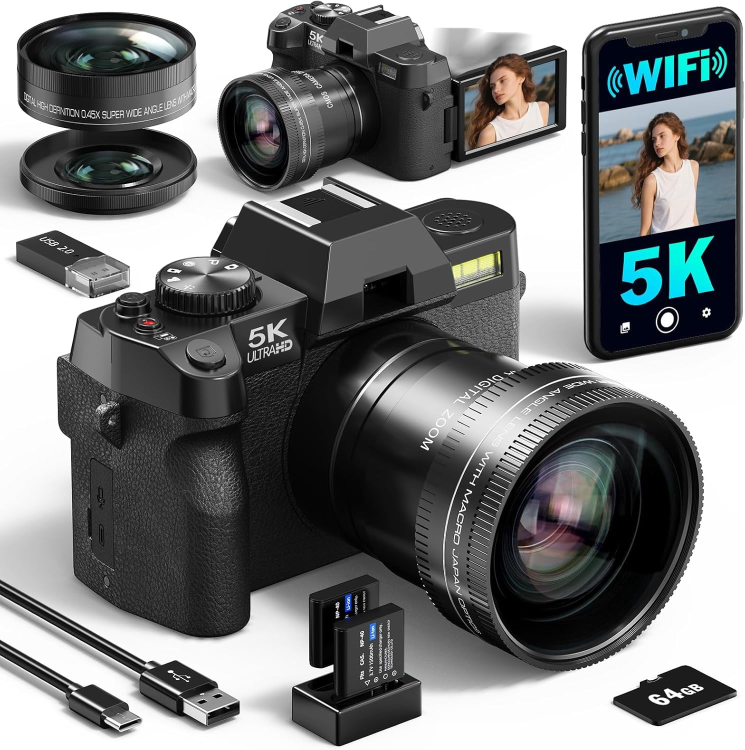 5K&64MP Cameras for Photography&Video Vlogging Camera for YouTube ...