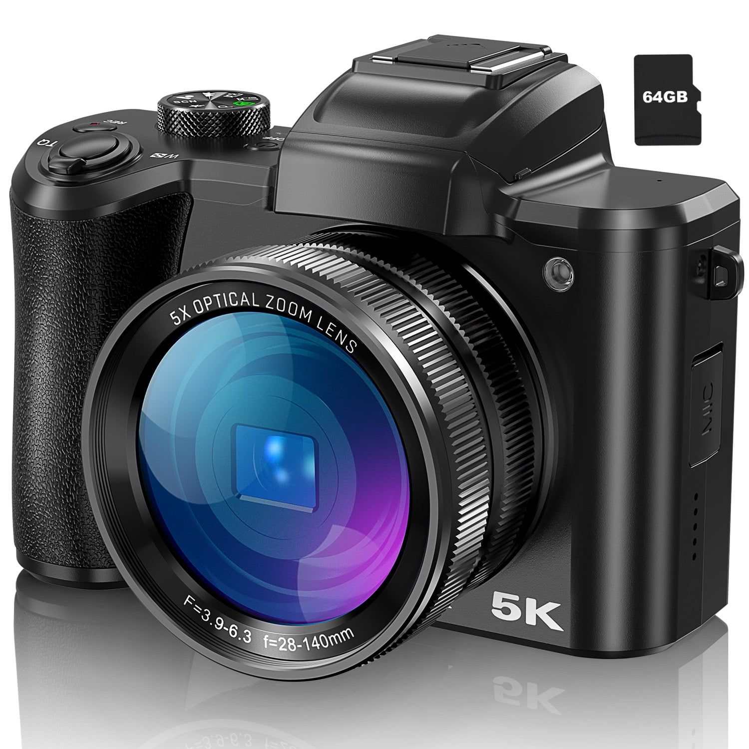 5K 5X Optical Zoom 64MP Digital Camera Photography and Video Autofocus ...