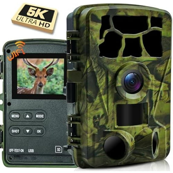 5K Trail Camera, WIFI 60MP Camera, 64GB SD Card, APP Control, Night ...