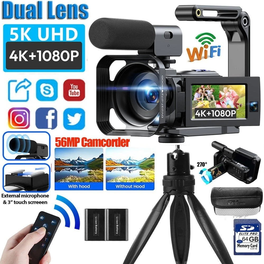 5K Video Camera 56MP Dual Lens 4K Camcorder WiFi IR Night Vision ...