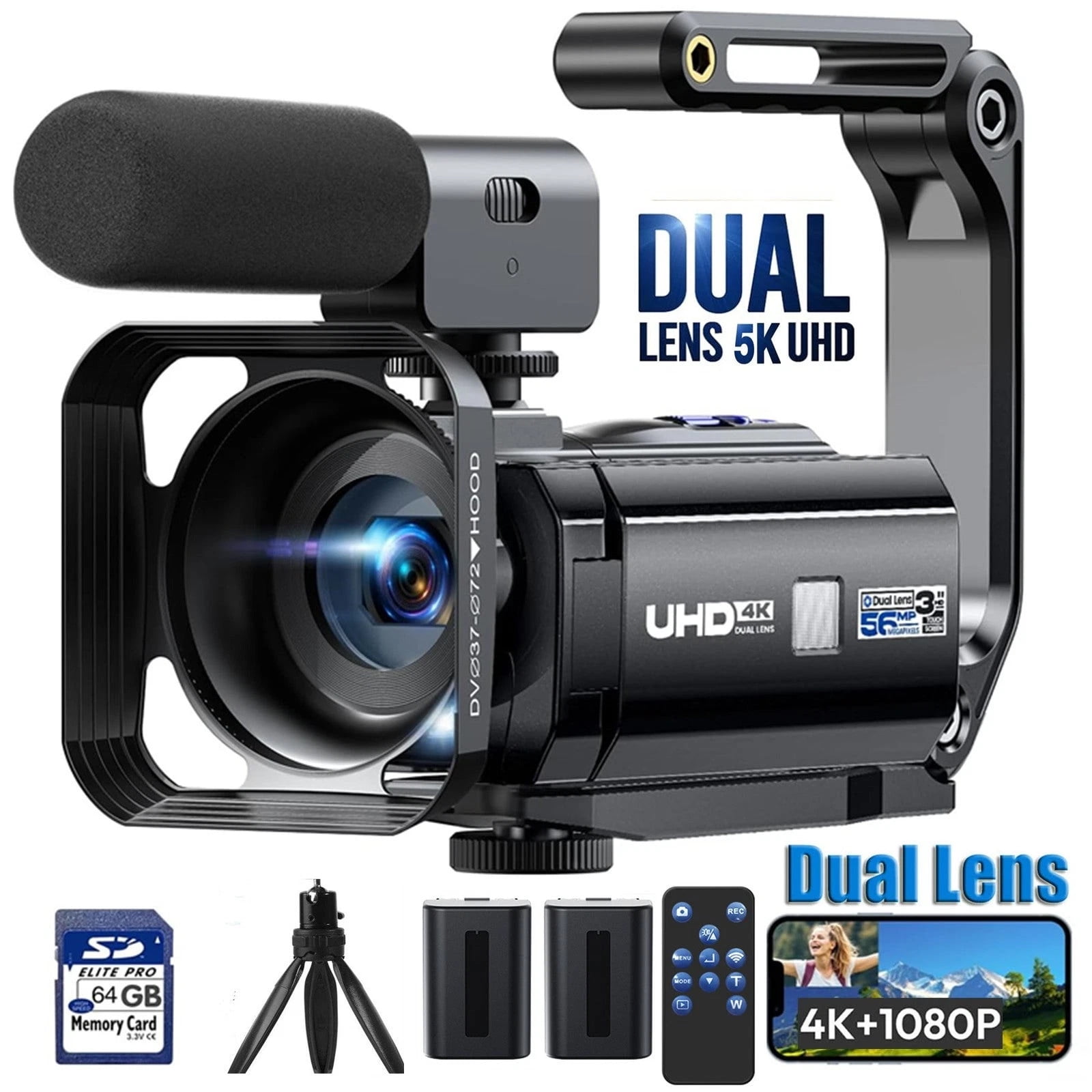 🔥5K Video Camera Camcorder WiFi UHD 56MP Dual Len YouTube Cameras 16X ...