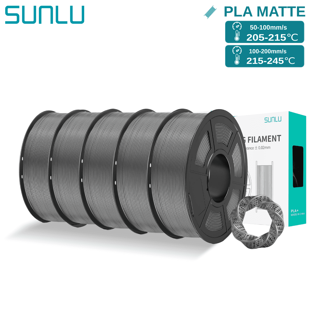 5KG PLA Matte 3D Printer Filament 1.75mm 1KG/Roll Frosted Texture ...