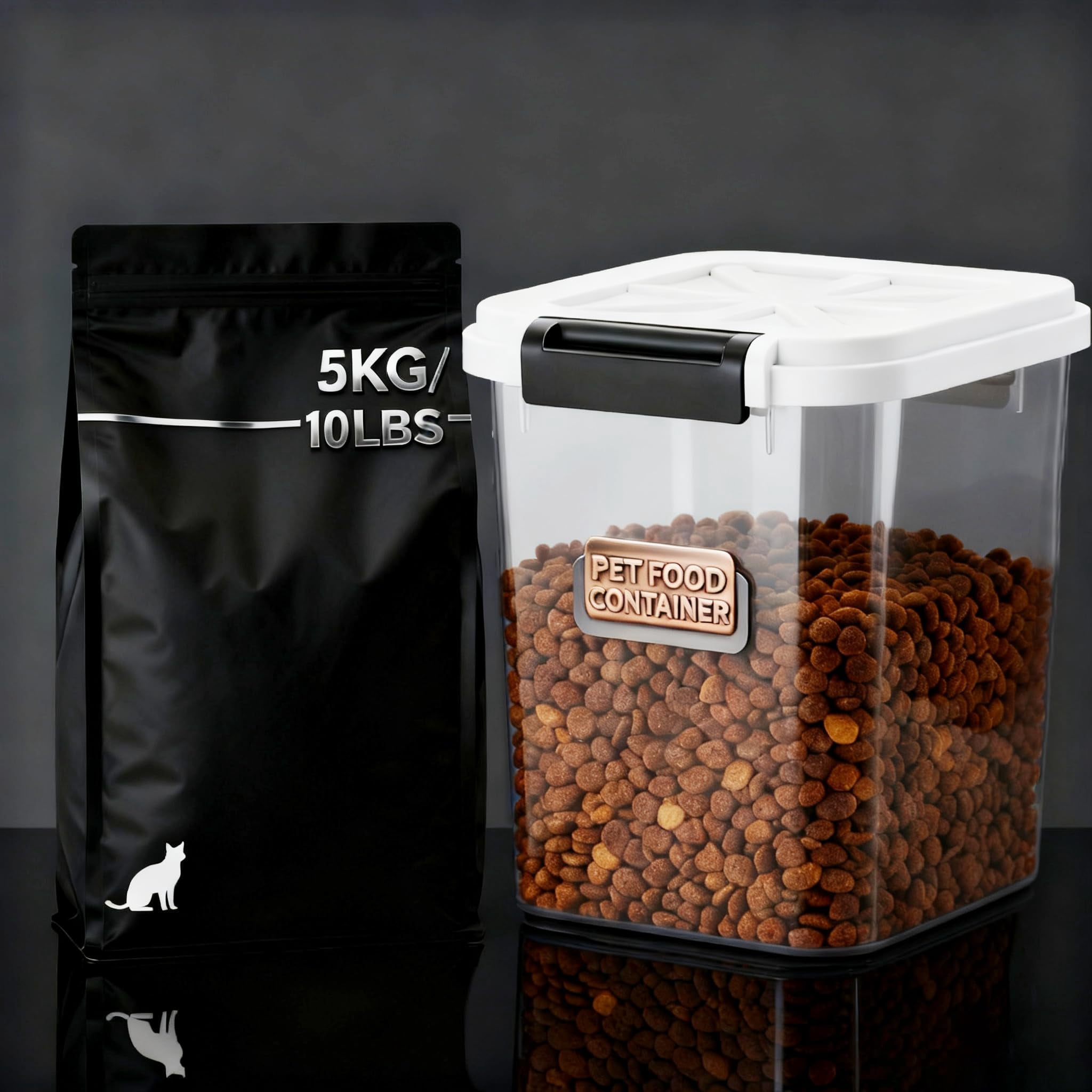 5KG-White Pet Food Storage Container, Airtight Dry Bin for Dog Cat Bird ...