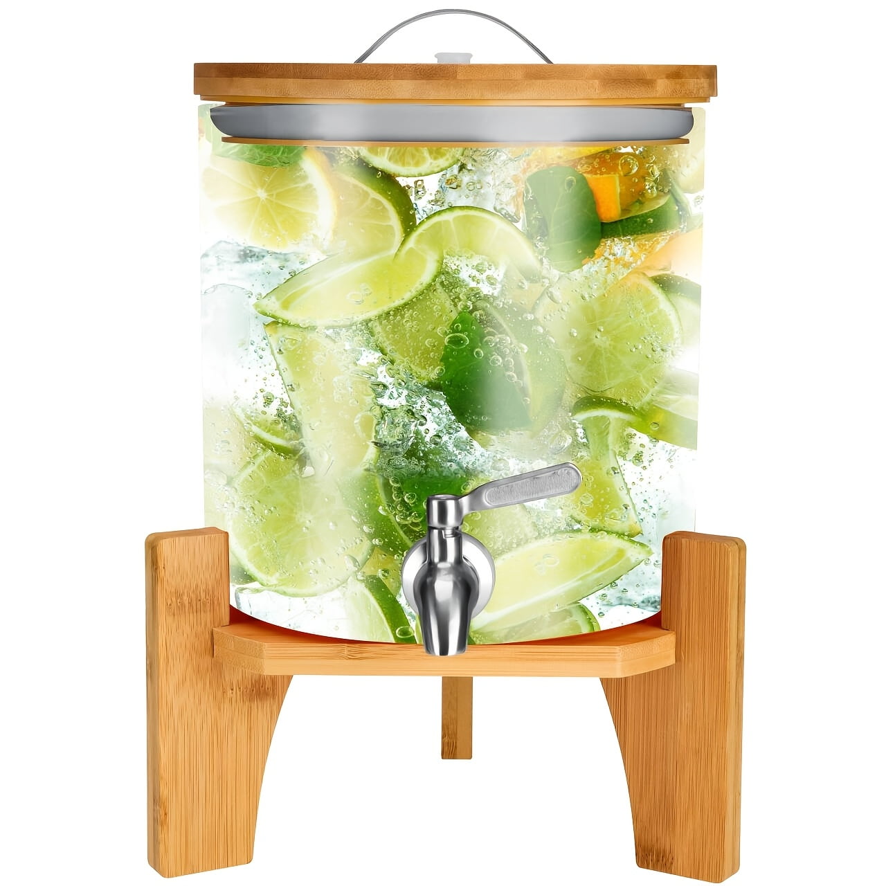 "5L/1.3 Gallon Glass Beverage Dispenser: Stainless Steel Tap & Bamboo ...